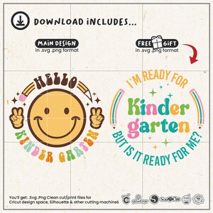 Hello Kindergarten Svg Retro Smiley Face Svg Png, Hello School Svg, 1st ...