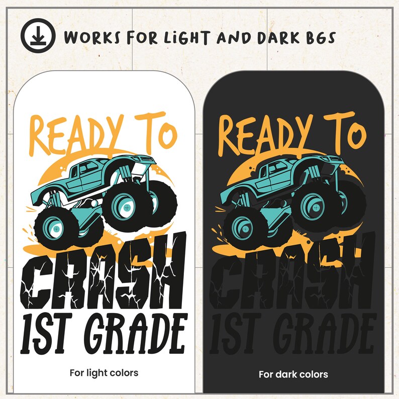 Ready to Crash First Grade Svg Png, Monster Truck Png, Boys Back to ...