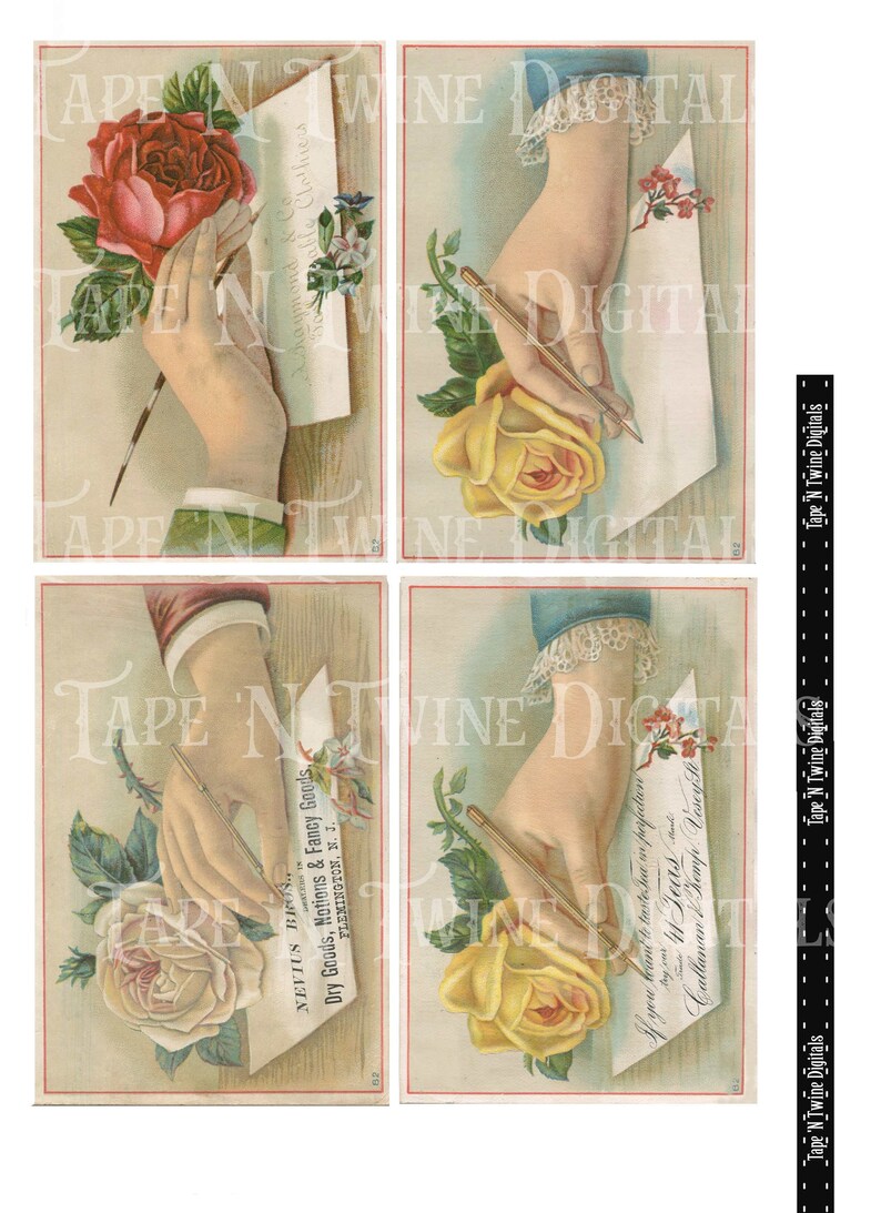 Victorian Trade Card Set the Write Stuff - Etsy