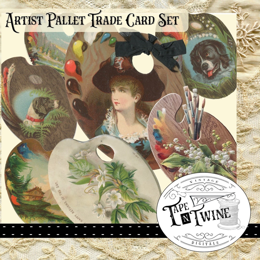 Victorian Artist Pallet Cards -*DIGITAL SHEET* Hi-res - 1800s Ephemera ...