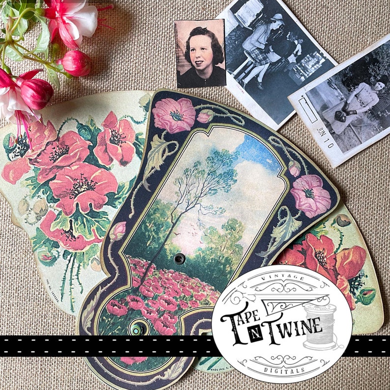 Auntie's Fan - Art Deco Paper Fan Kit - Junk Journal Kit - Journal ...