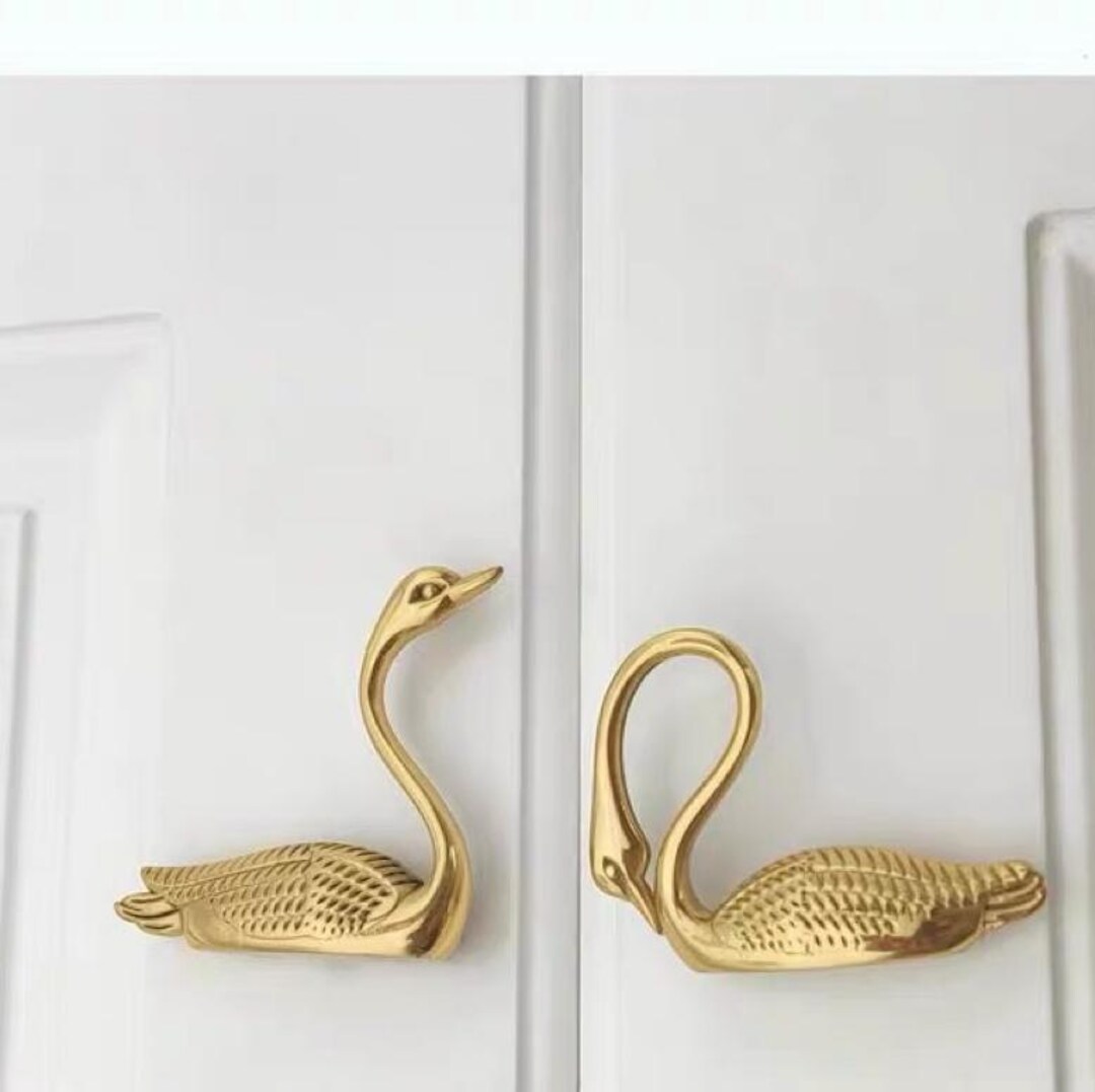 Animal Drawer Knobs, Brass Swan Cabinet Knobs, Brass Swan Knobs, Drawer ...