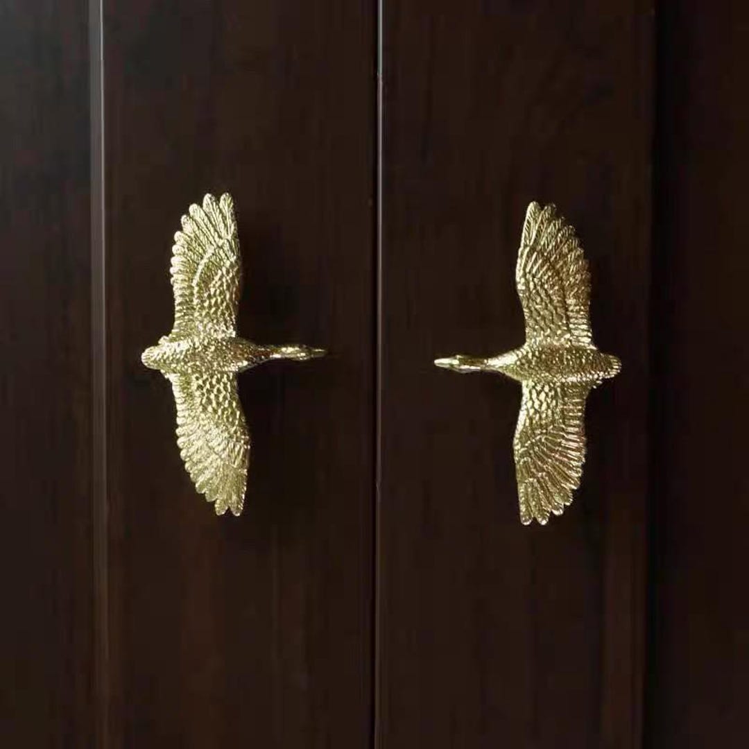 Solid Brass Wild Goose Cabinet Knobs, Bird Golden Hook, Animal Drawer ...
