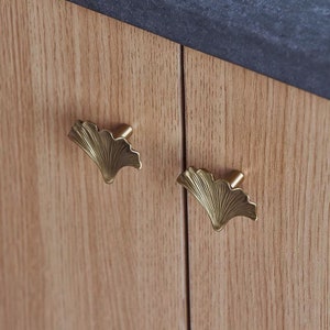 Ginkgo Leaf Brass Knobs and Pulls, Leaves Drawer Knobs, Cabinet Pulls, Wardrobe Pull, Offices ...