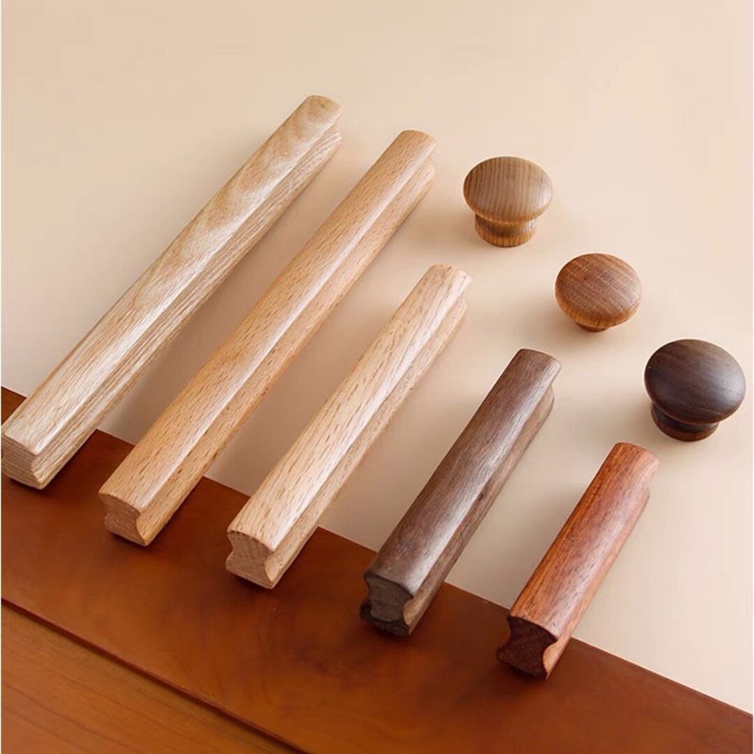 Solid Wood Door Handles, Walnut Wardrobe Wooden Handles, Natural Drawer ...