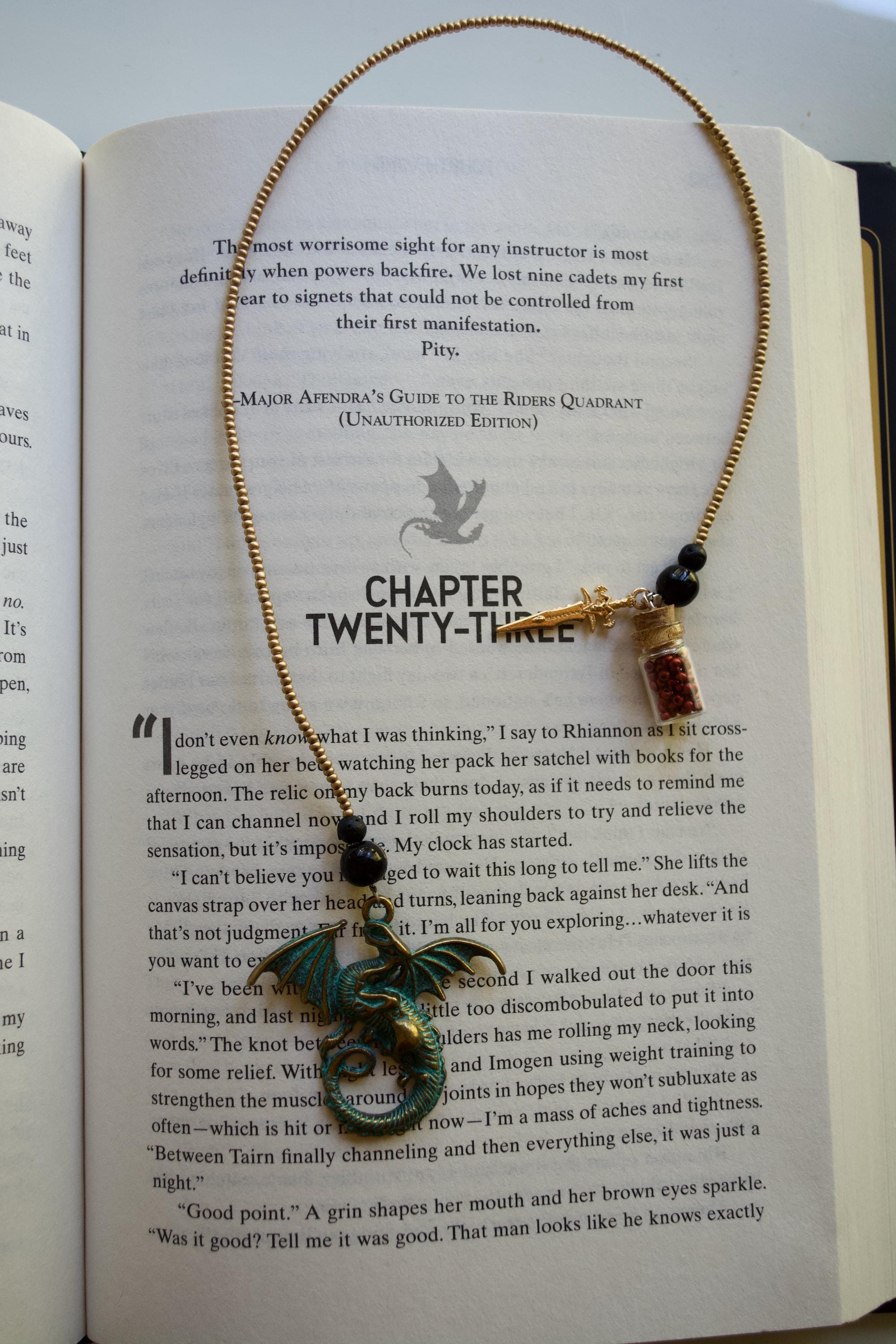 Dragon Charm Bookmark: Fantasy Daggers, Potion Bottles, Bookish Gift ...