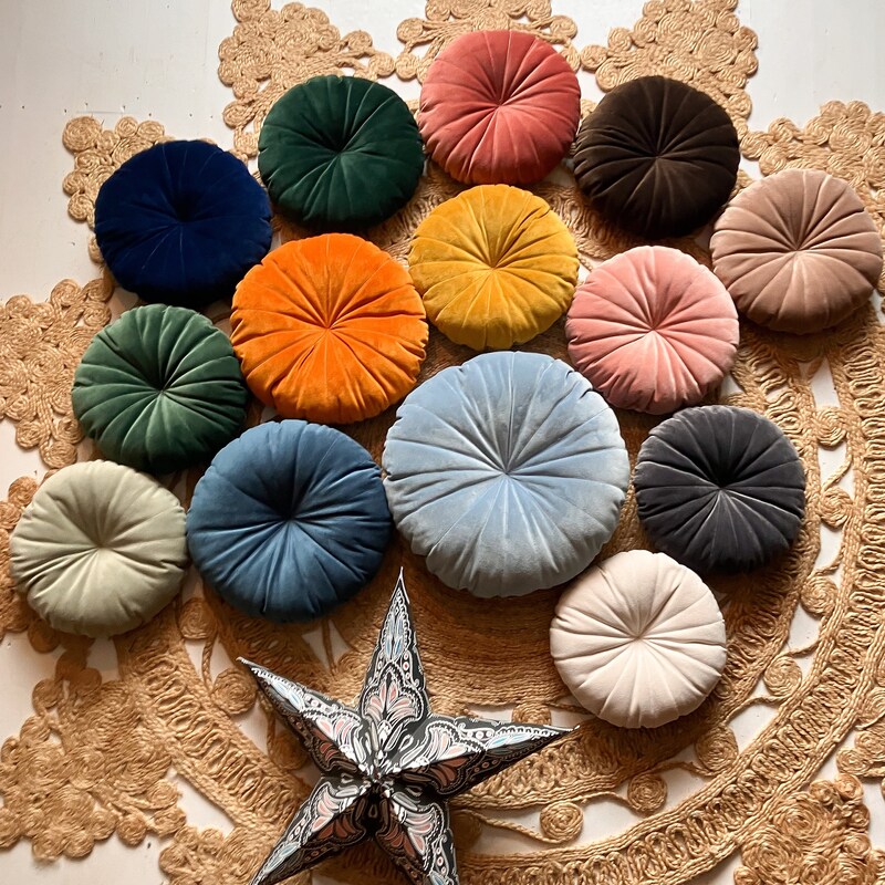 Round Velvet Pillow - Etsy