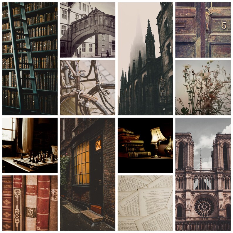 Dark Academia Aesthetic Wall Collage Kit With Vintage Gothic Library ...
