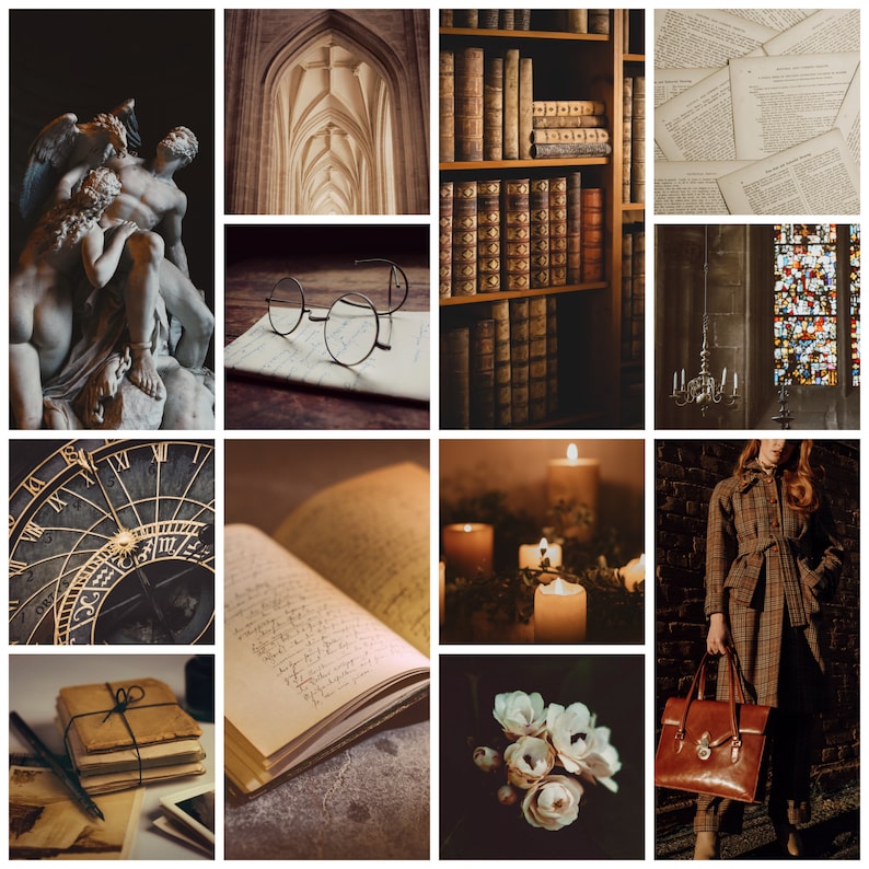Dark Academia Aesthetic Wall Collage Kit With Vintage Gothic Library ...