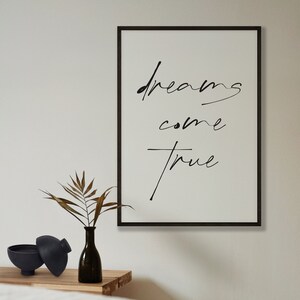 Dreams Come True Poster | Motivational Wall Art | Typography Style Art ...