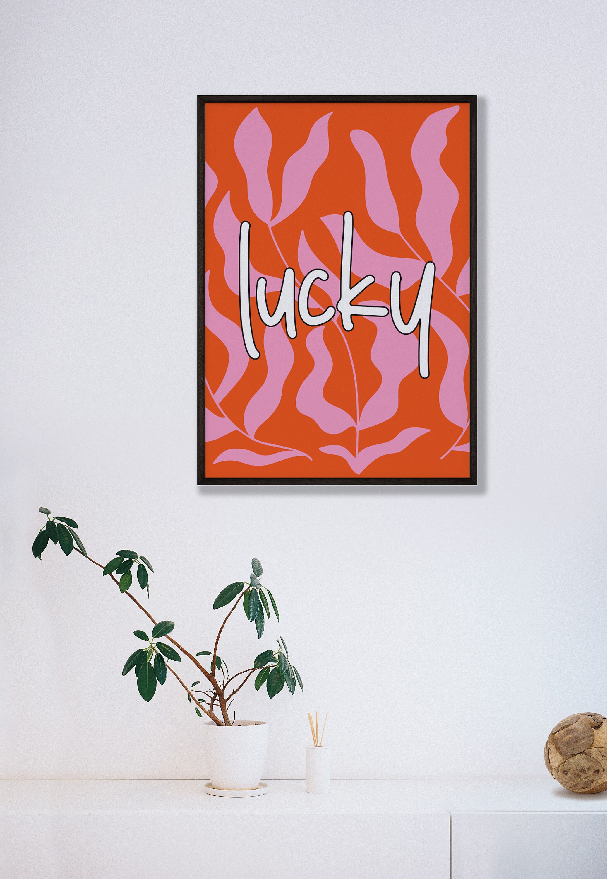 Lucky Poster Motivational Wall Art Typography Style Art Graphic Printed ...