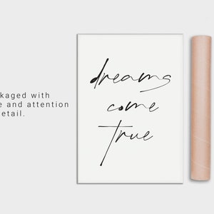 Dreams Come True Poster | Motivational Wall Art | Typography Style Art ...