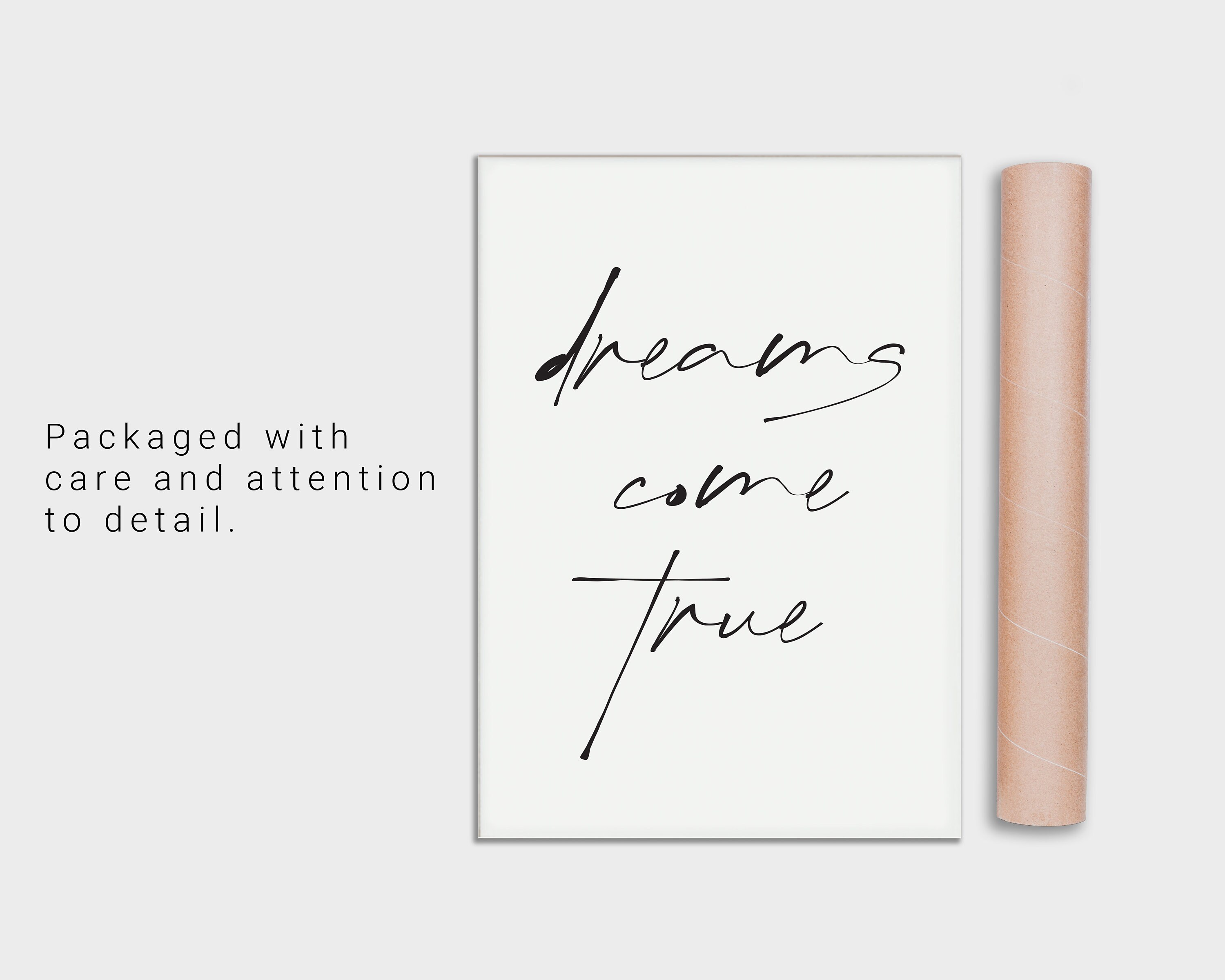 Dreams Come True Poster Motivational Wall Art Typography Style Art ...