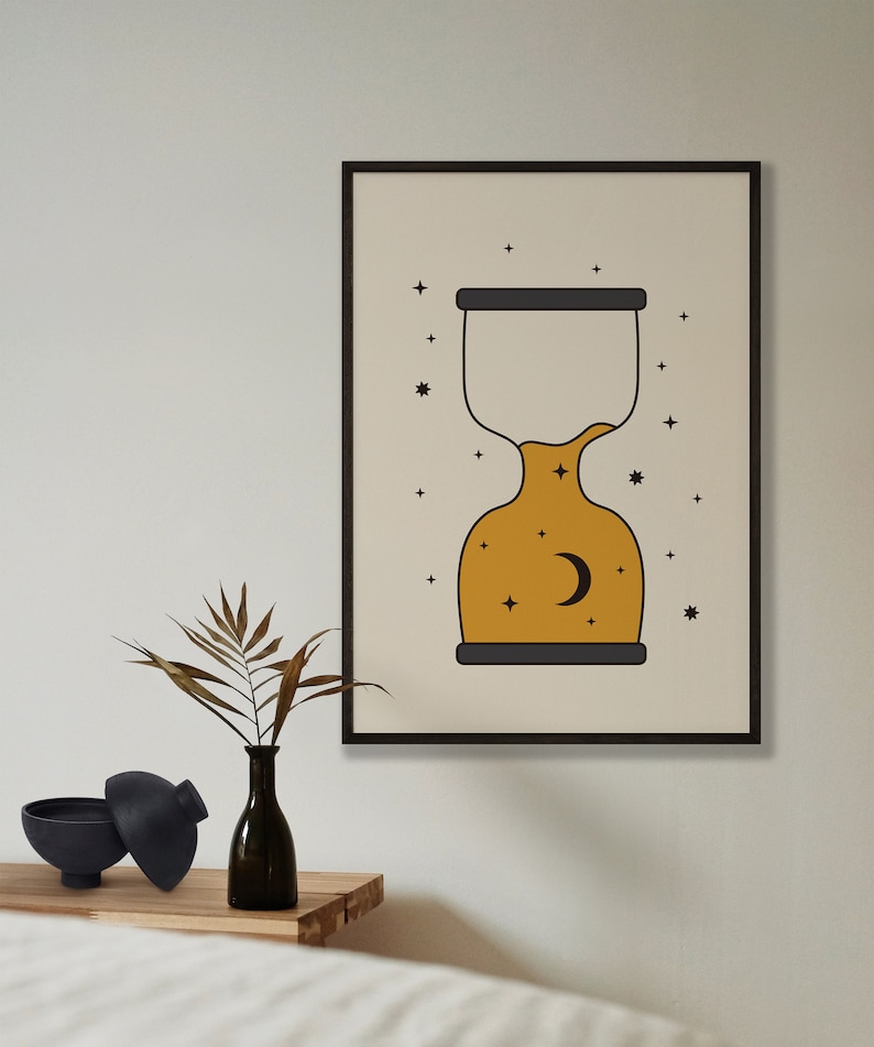 70s Hourglass Poster Hourglass Wall Art Retro Style Art Hourglass ...