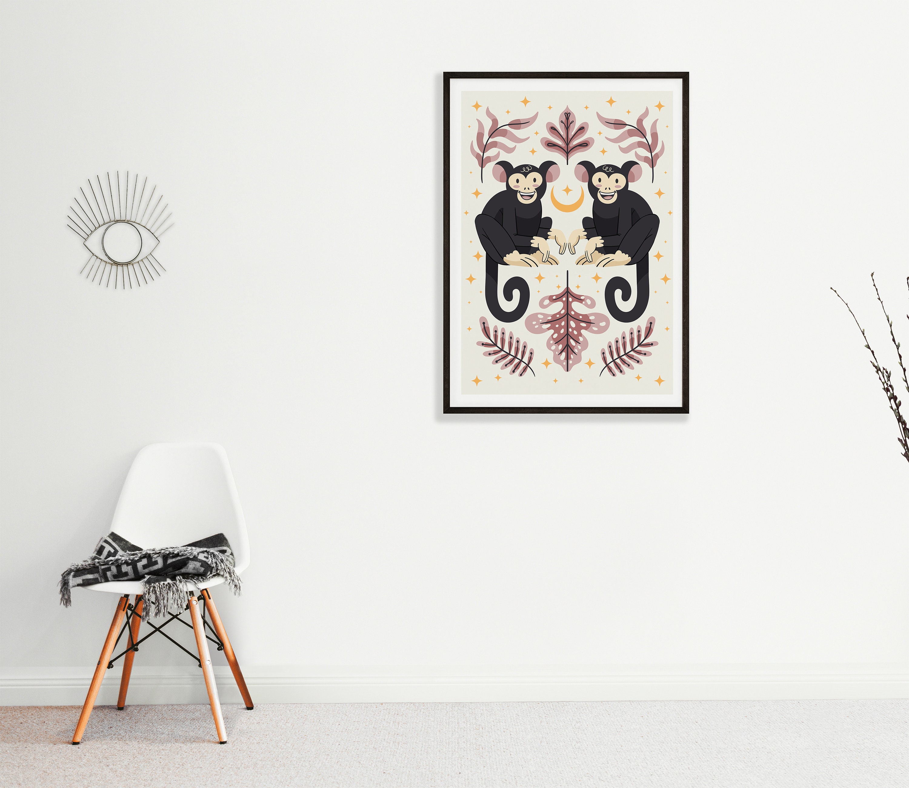 Monkeys Poster Monkeys Wall Art Monkeys Forms Art Monkeys Printed ...