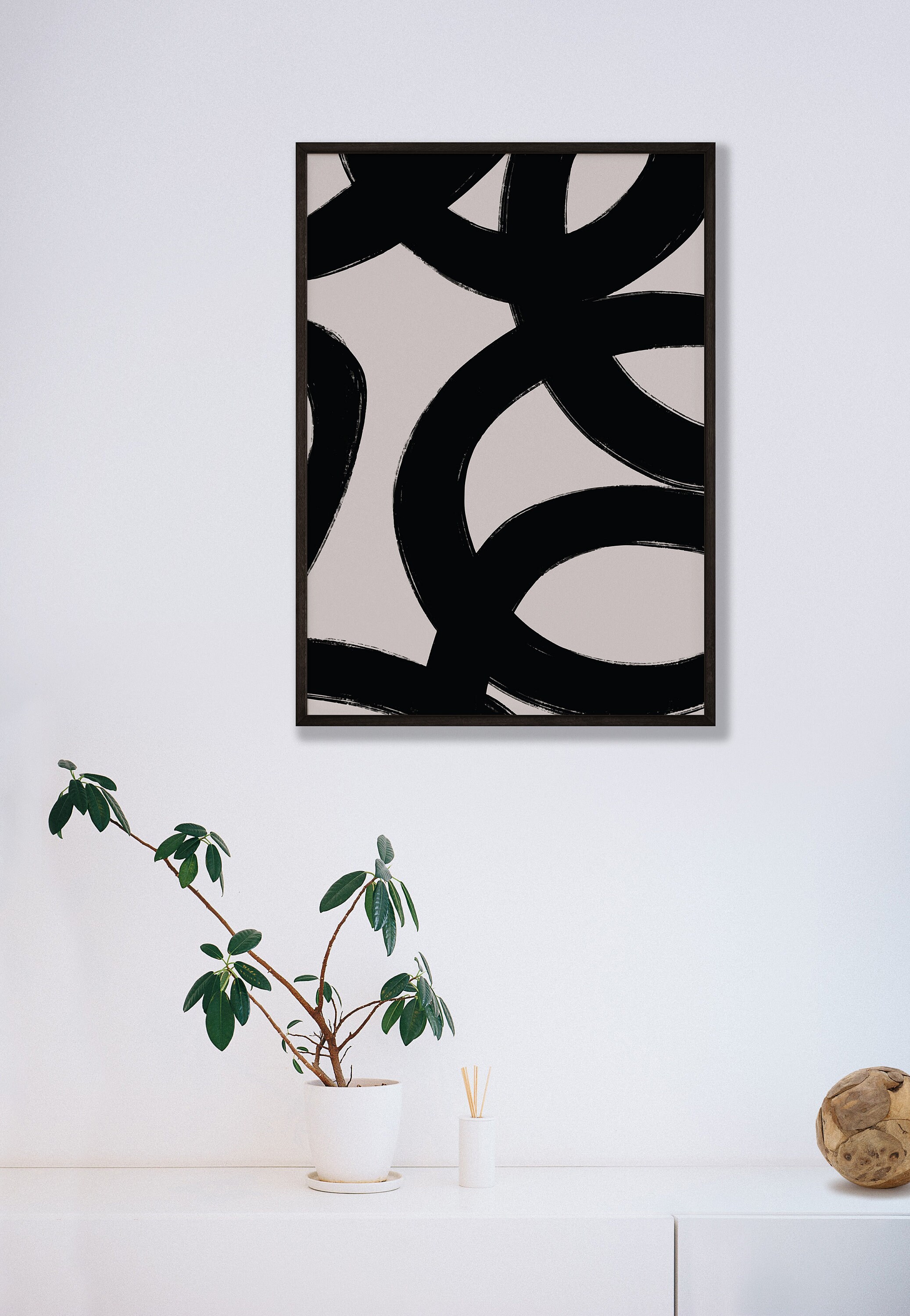 Abstract Black Line Poster Abstract Black Line Wall Art Abstract Black ...
