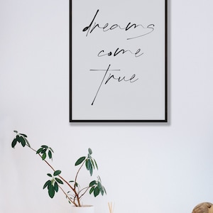 Dreams Come True Poster | Motivational Wall Art | Typography Style Art ...