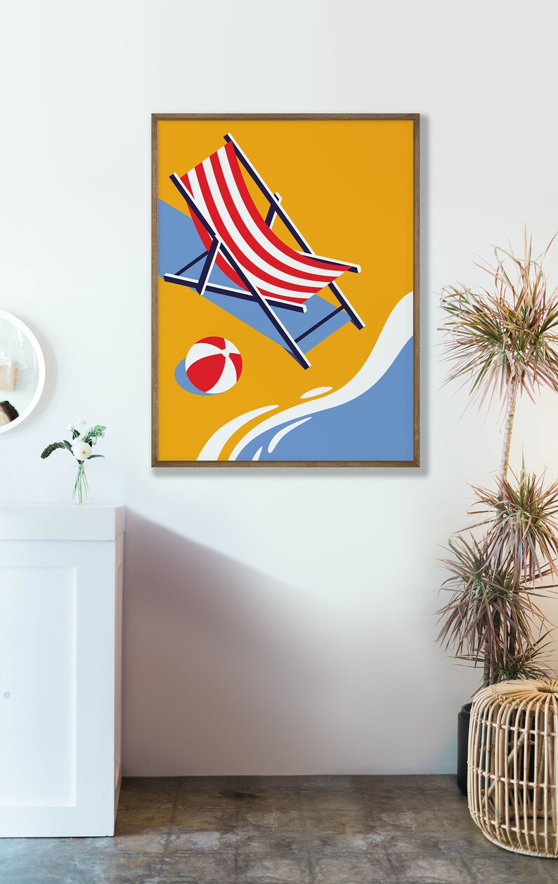 Beach Poster | Sand Beach Wall Art | Minimalistic Style Art | Colorful ...