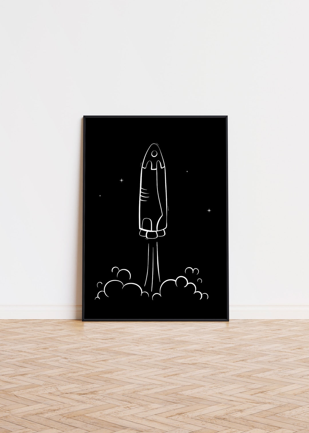 Rocket Lines Drawing Poster | Space Rocket Drawing Wall Art | Trendy ...