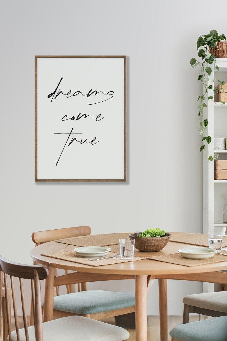 Dreams Come True Poster | Motivational Wall Art | Typography Style Art ...
