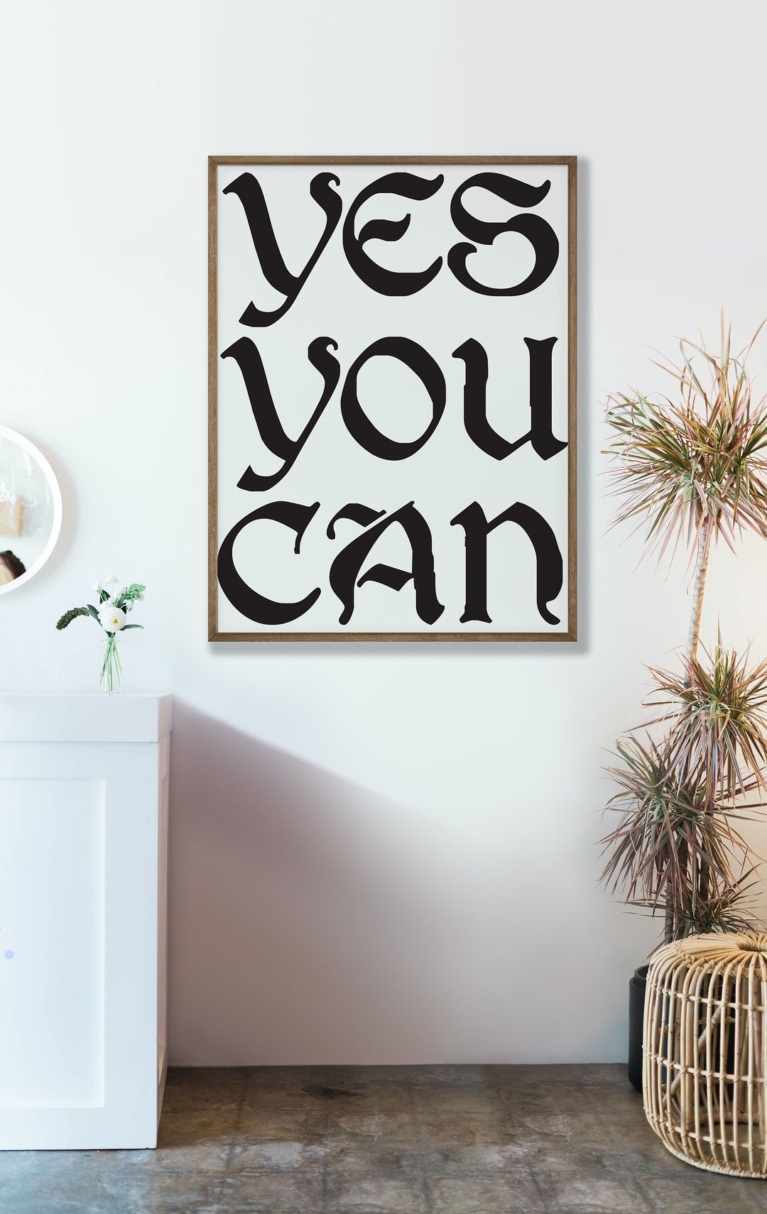 Yes You Can Poster | Motivational Wall Art | Typography Style Art ...