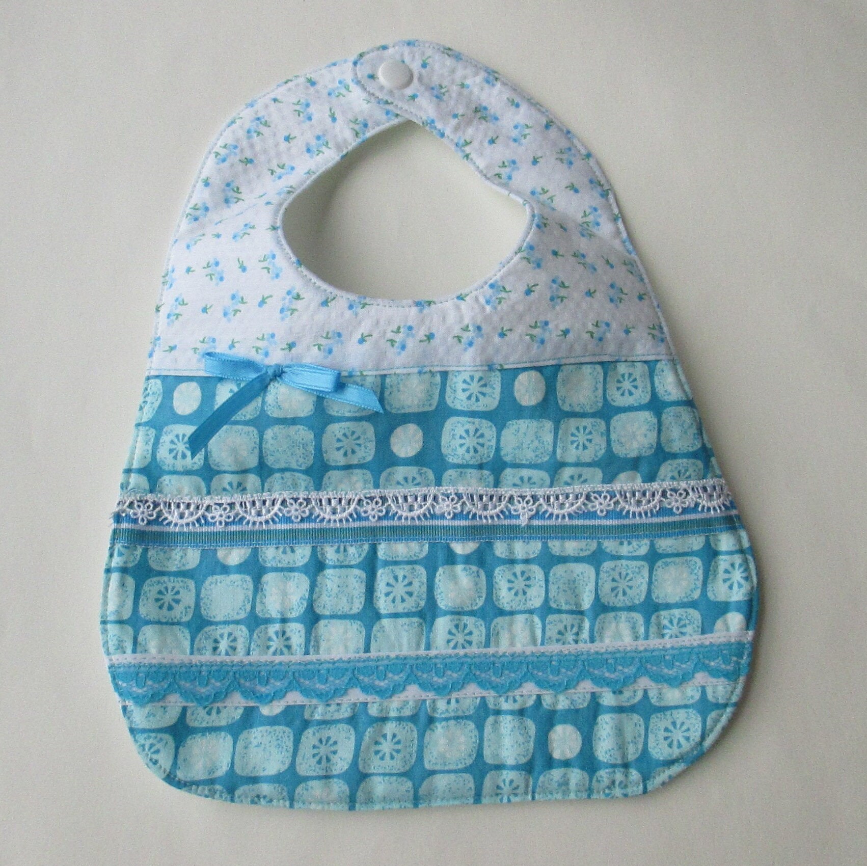 White and Blue Baby Bib - Etsy