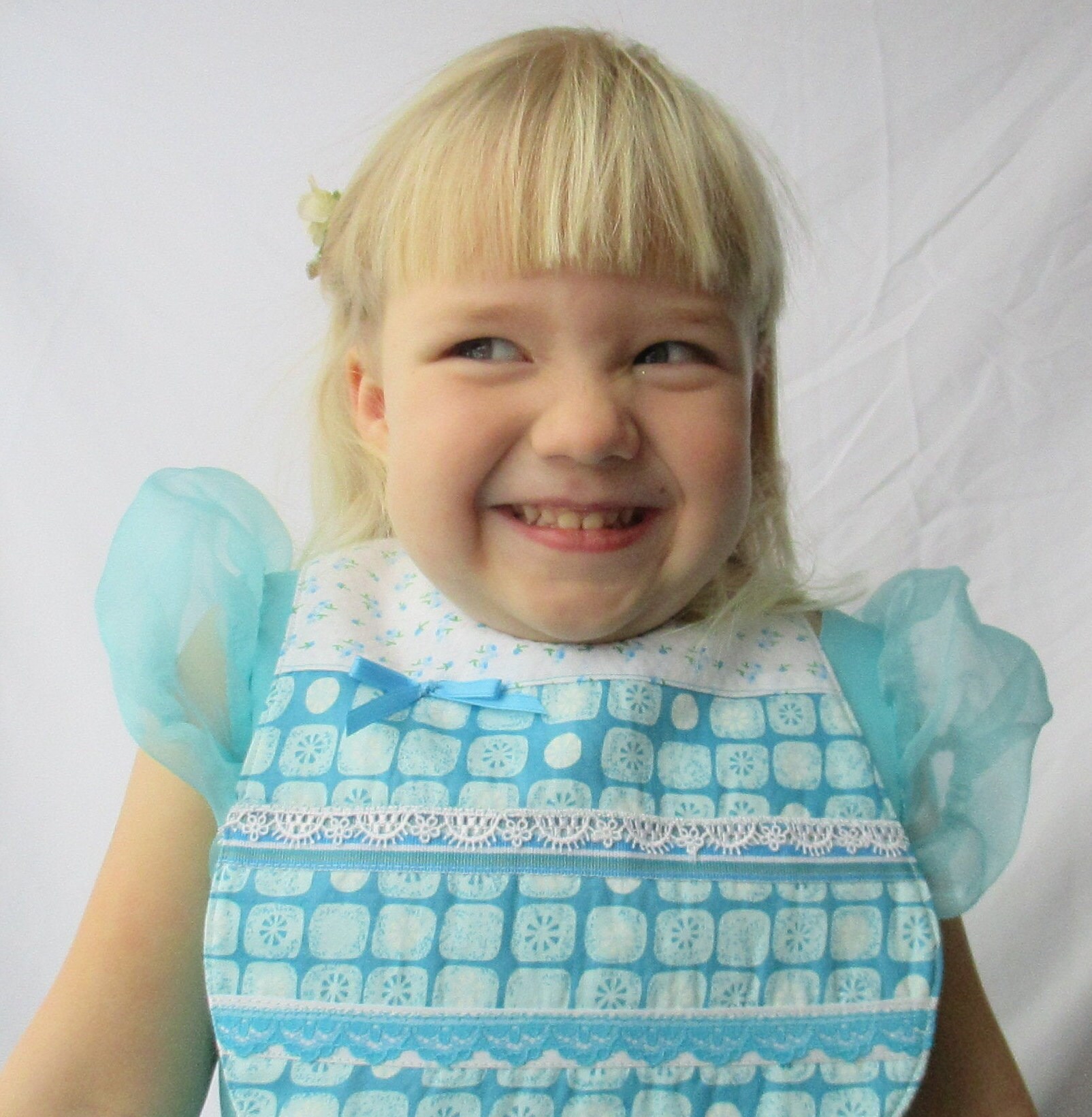 White and Blue Baby Bib - Etsy