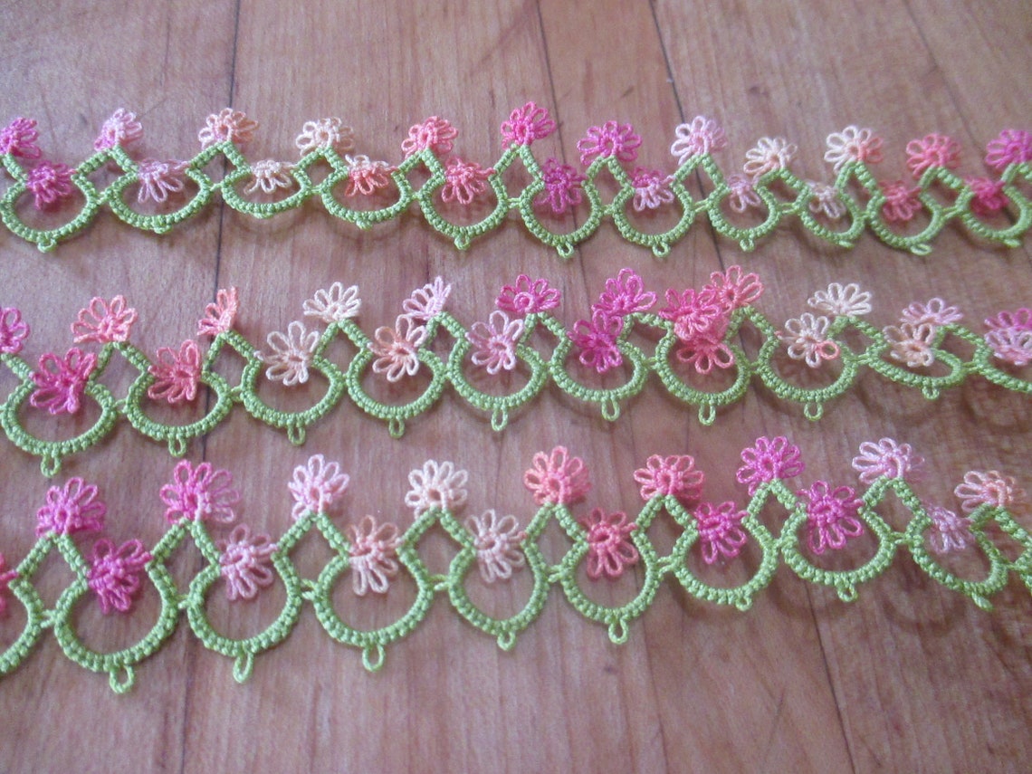 Fleurette Tatted Lace Trim 1 foot lengths | Etsy