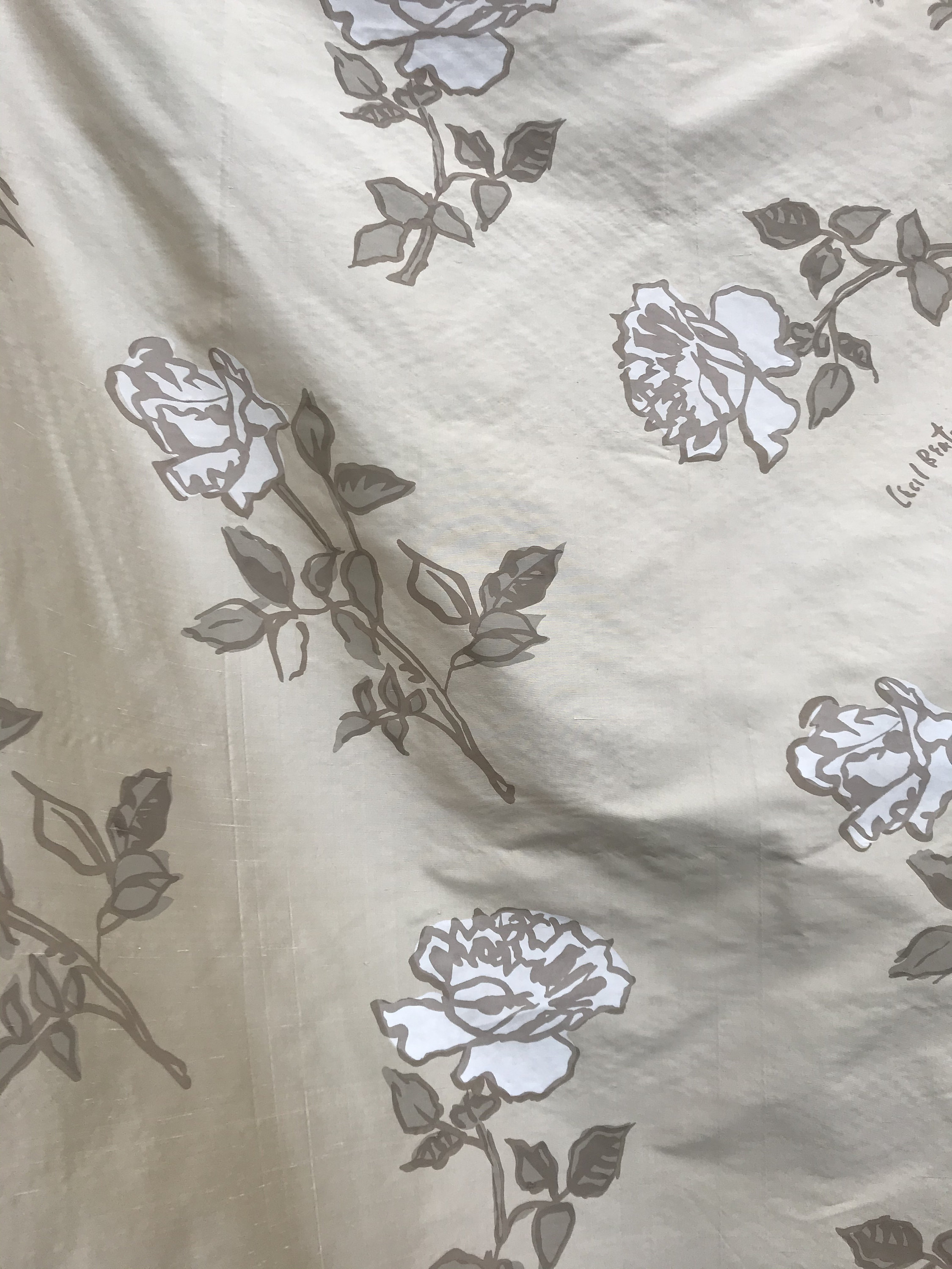 Cecil Beaton Fabric 'BEATON ROSE'. Colour 'mink' on Silk. Printed by ...