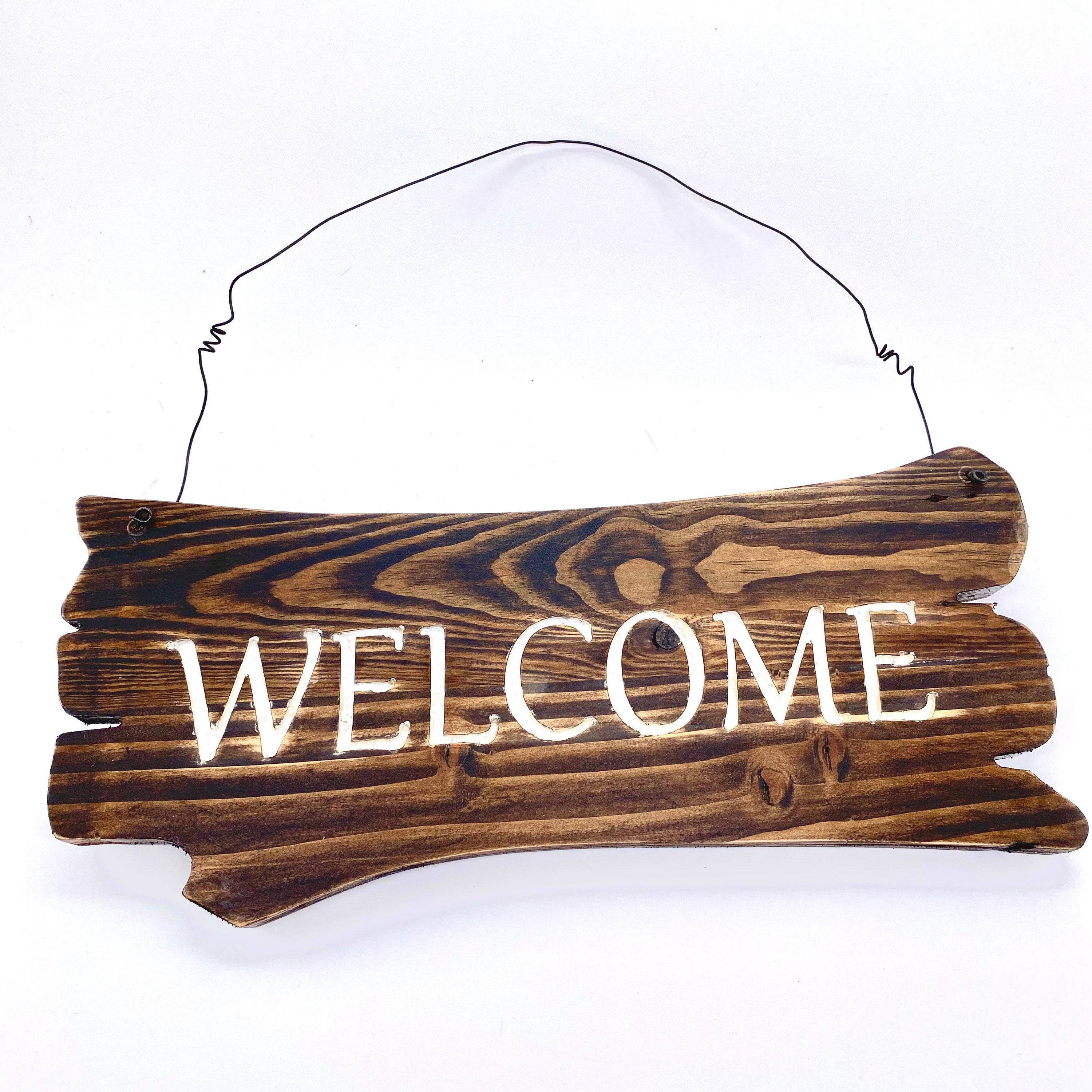 Personalized Custom Log-shaped Sign Reclaimed Wood Epoxy Inlay Name ...