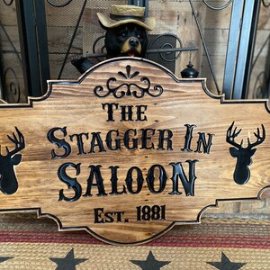 Personalized Stagger in Saloon Sign: Rustic Western Decor With Deer - Etsy