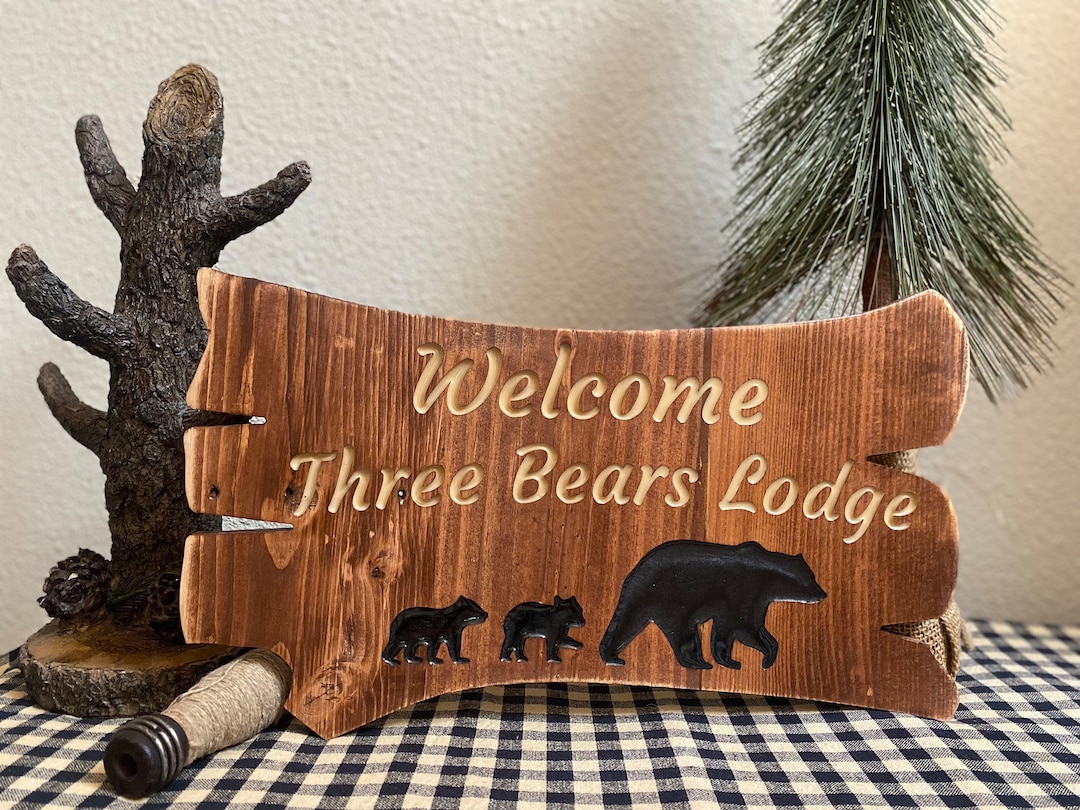 Customizable Log-shaped Wood Sign - CNC Carving, Resin Epoxy Inlay, Two ...