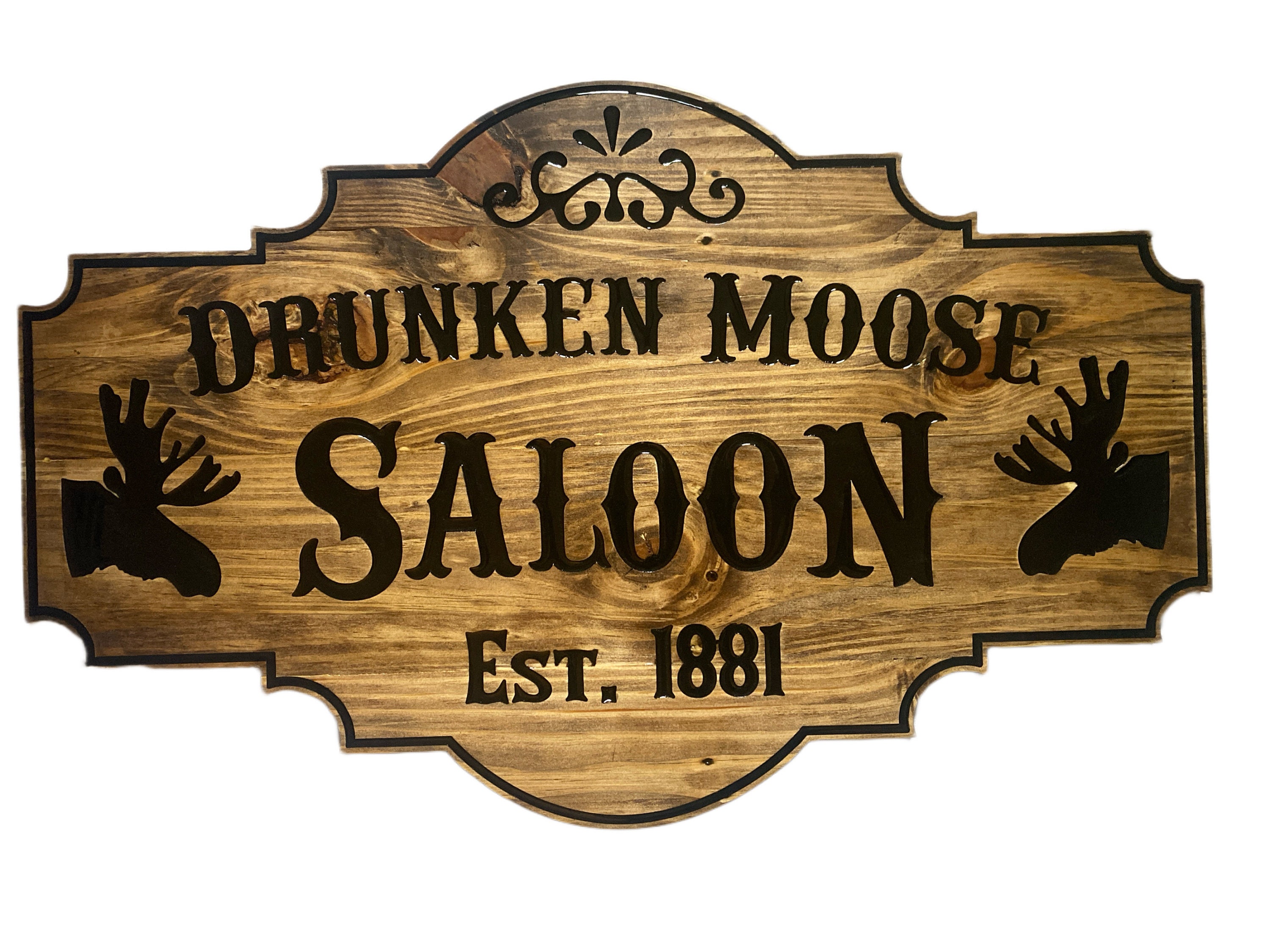 Drunken Moose Saloon Solid Wood Sign Handcrafted Rustic Decor ,epoxy ...