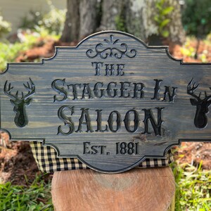 Personalized Stagger in Saloon Sign: Rustic Western Decor With Deer - Etsy