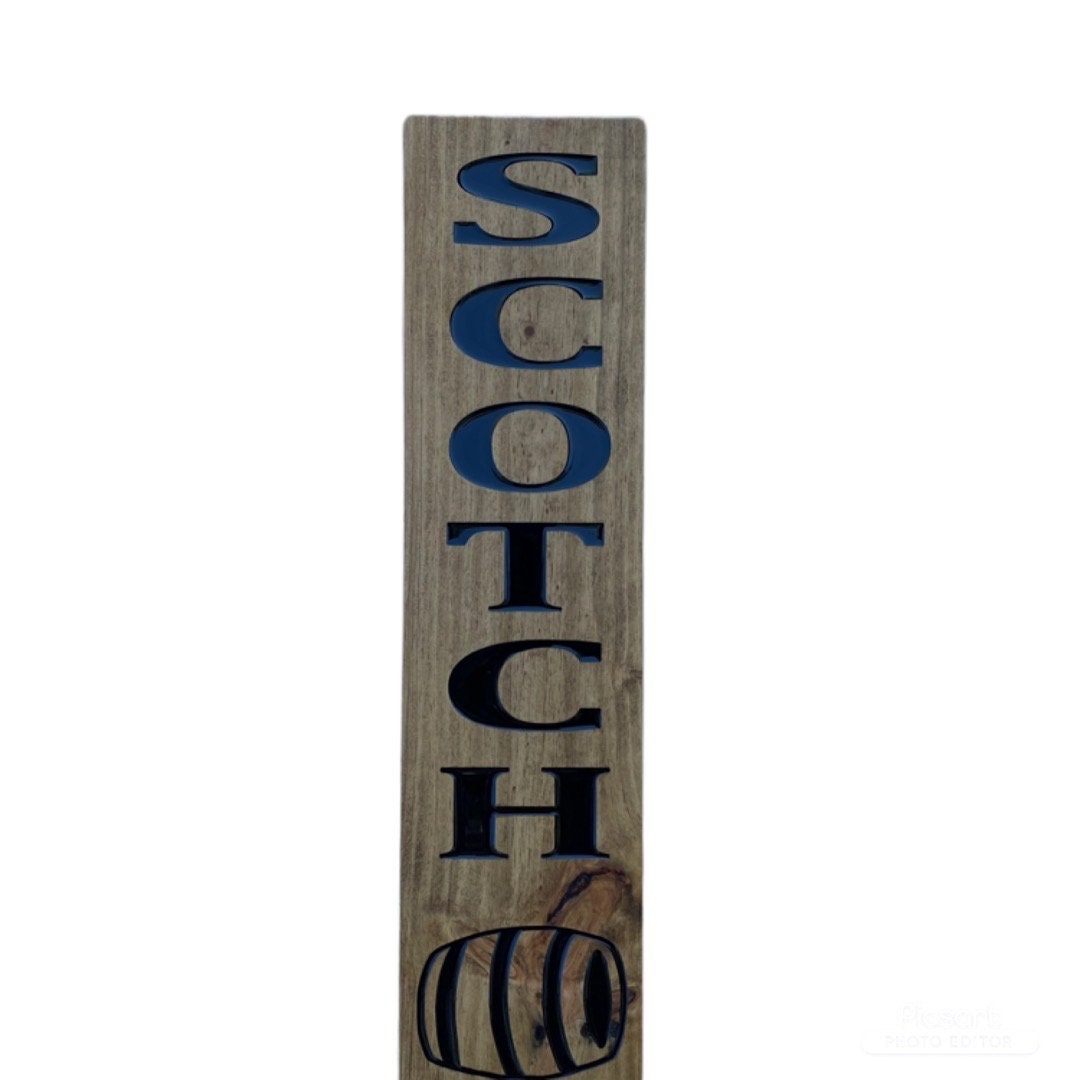 20x5 Reclaimed Wood Scotch Sign: CNC Carved, Resin Inlay Ideal for ...