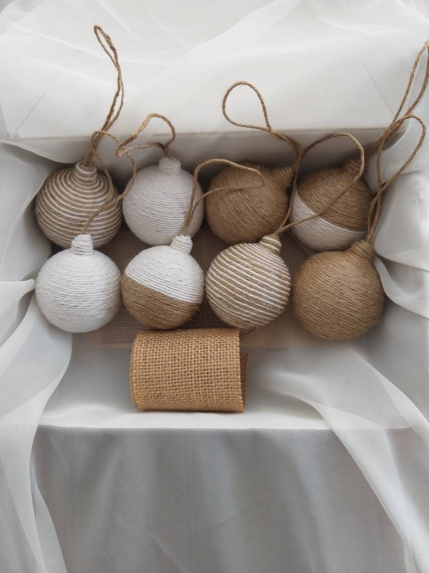 Christmas Twine Baubles.baubles Unique Christmas.handmade Balls.rustic ...