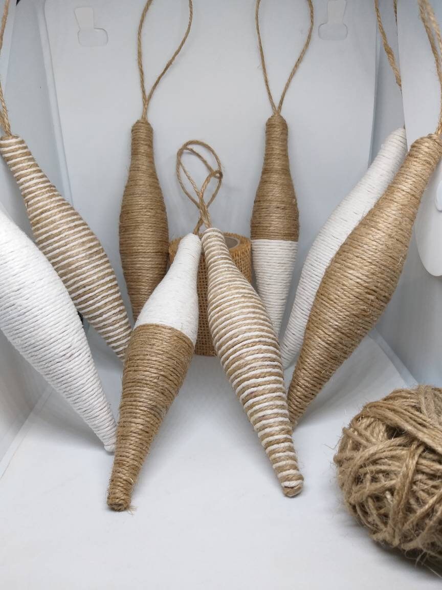 Christmas Decorations.rustic Twine Decor.handmade Ornaments.farmhouse ...