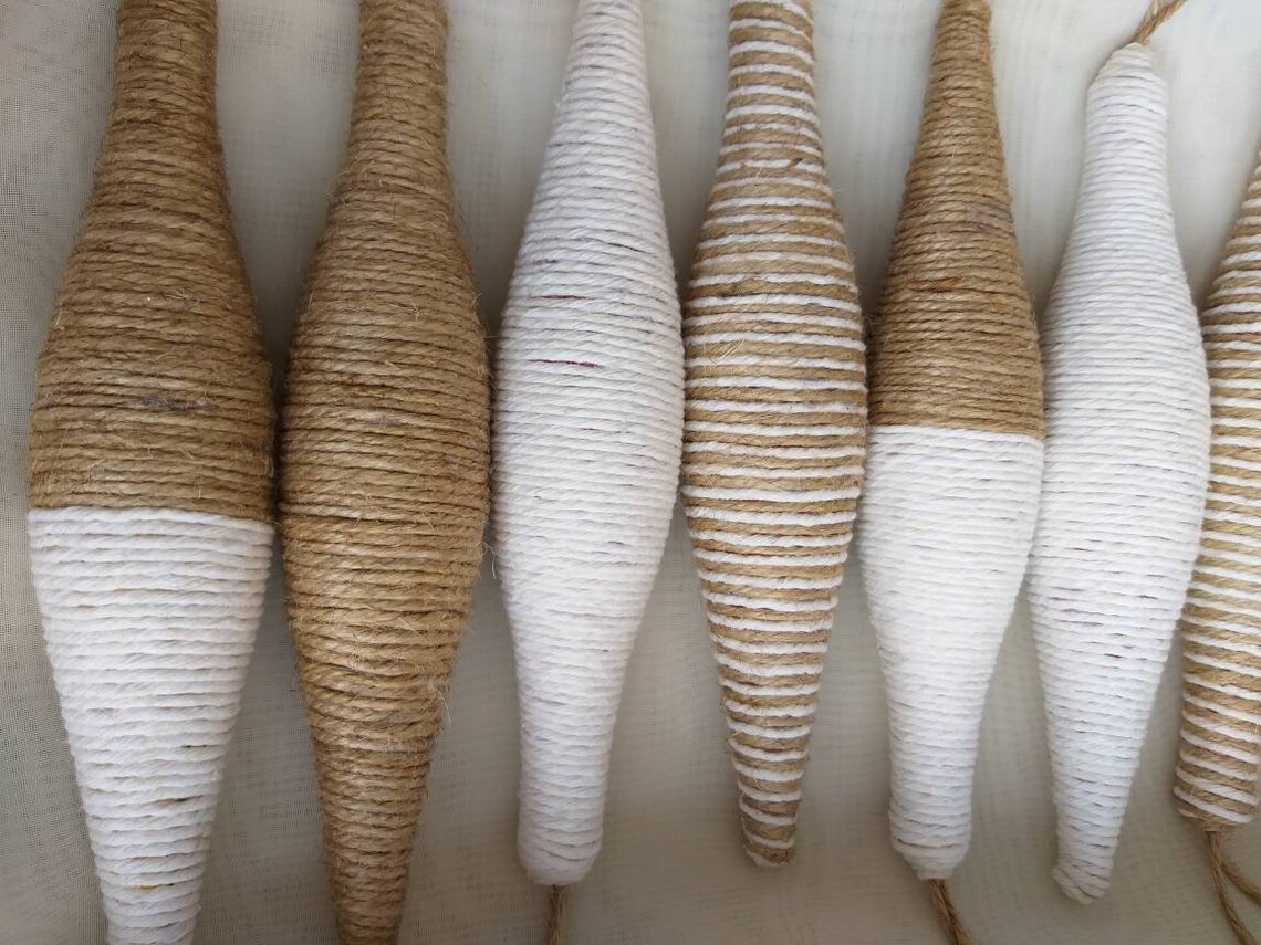 Christmas Decorations.rustic Twine Decor.handmade Ornaments.farmhouse ...