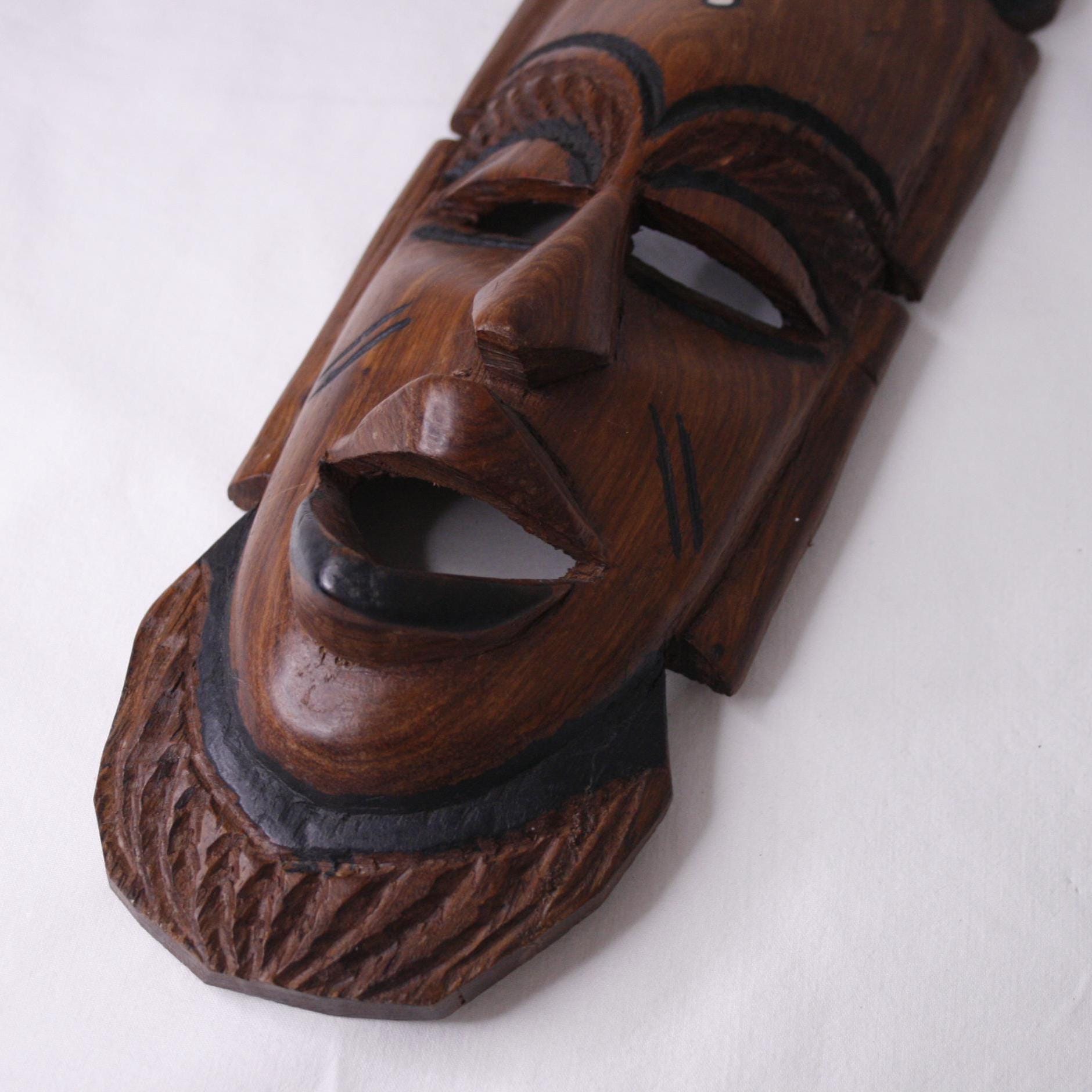 Large African Hand Carved Wooden Mask Vintage African Totem Wooden Face ...
