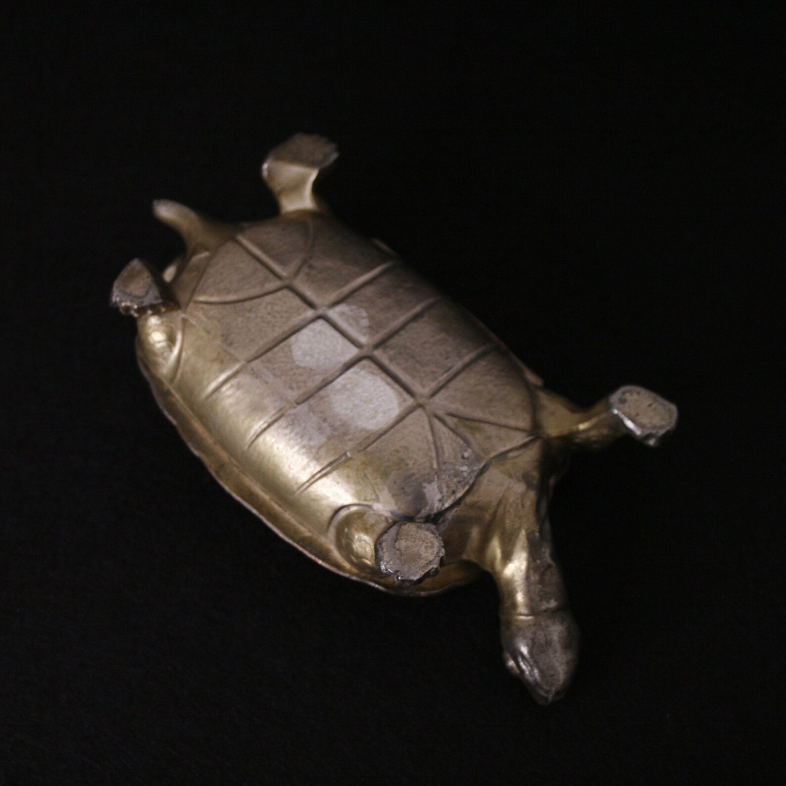 Vintage Brass Turtle Jewelry Box Heavy Brass Trinket Box Silver Tone ...
