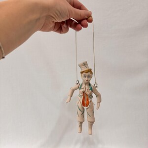Vintage Porcelain Boy Doll Hand Painted String Doll Wall Decor Hinged ...
