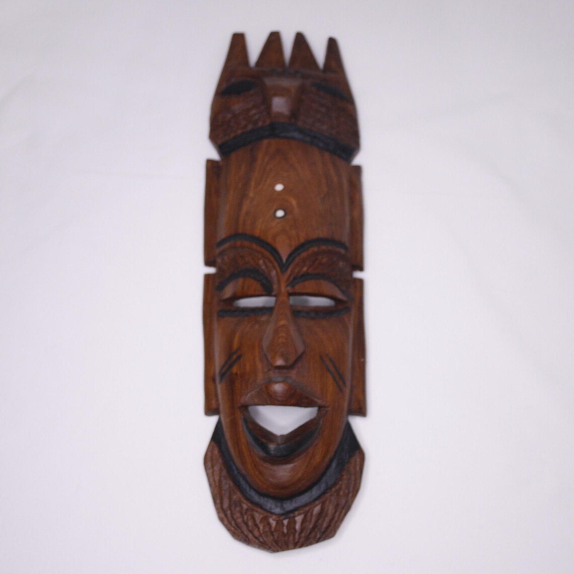 Large African Hand Carved Wooden Mask Vintage African Totem Wooden Face ...