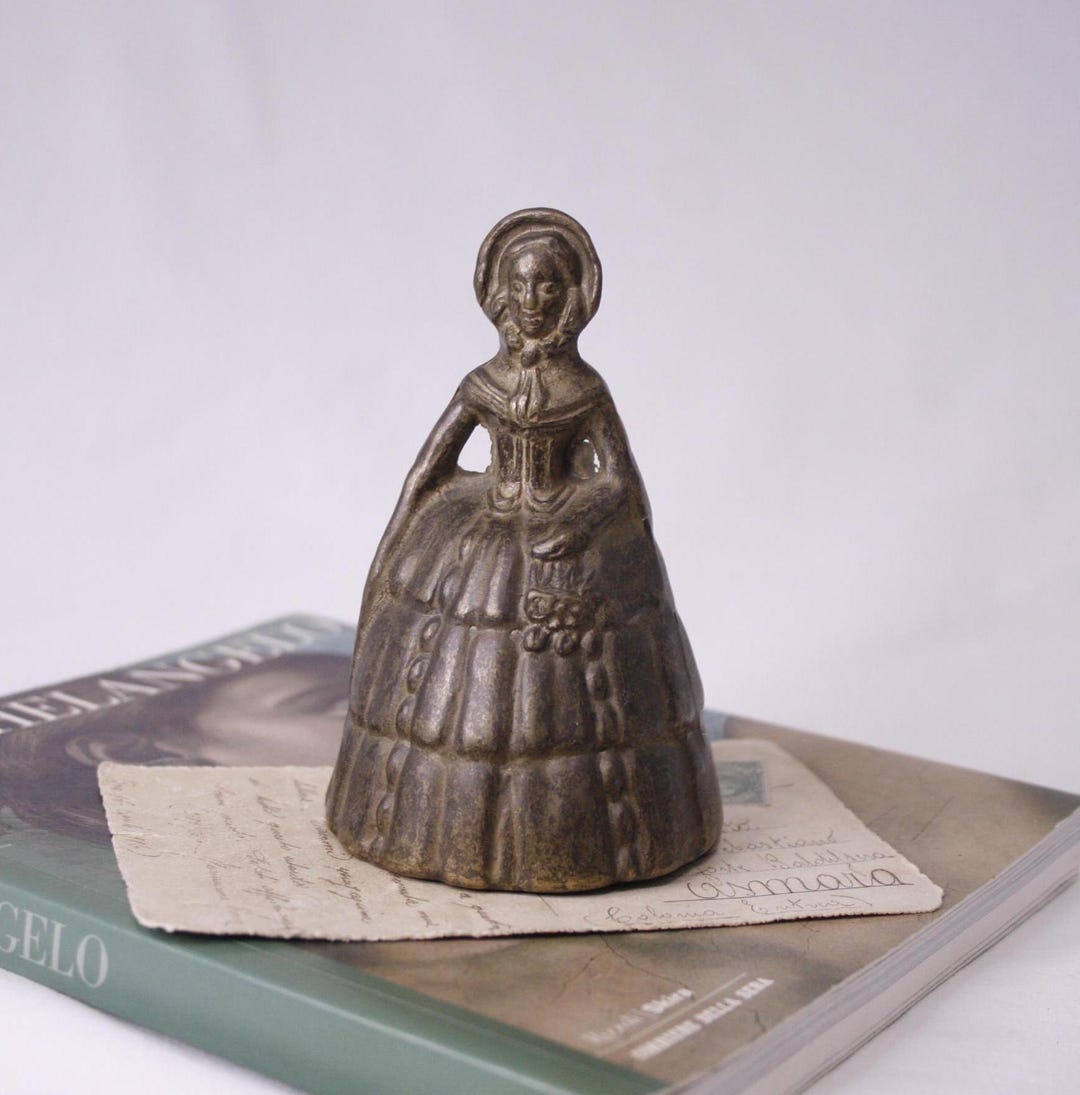 Vintage Brass Lady Hand Bell Heavy Brass Woman Table Bell Dinner Bell ...