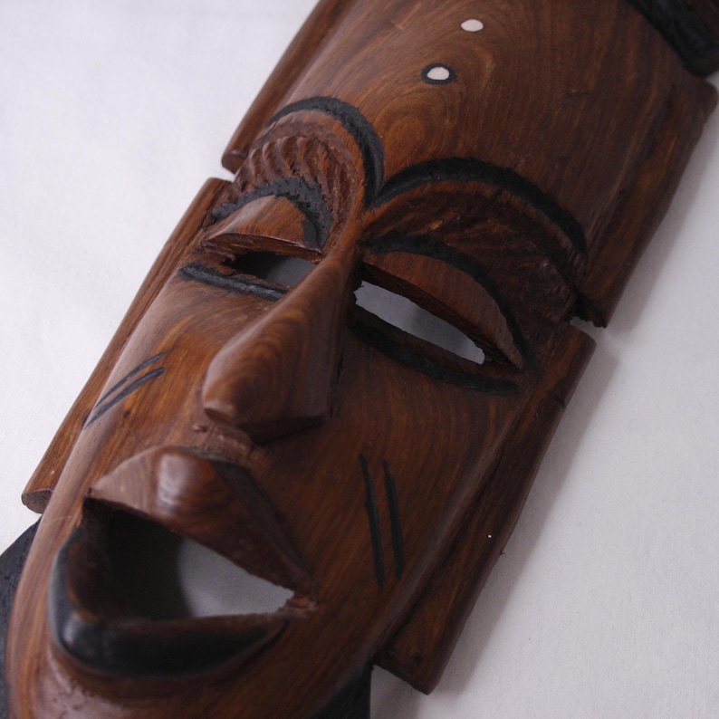 Large African Hand Carved Wooden Mask Vintage African Totem Wooden Face ...