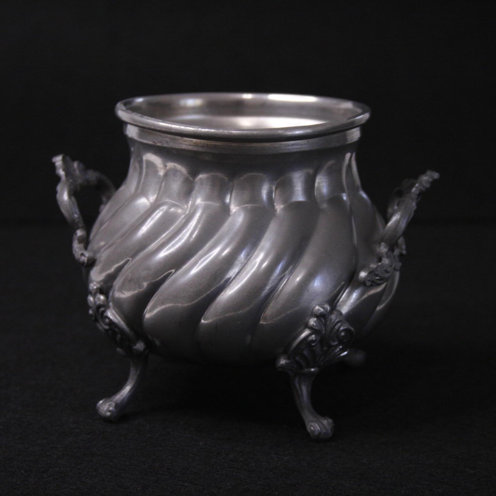 Vintage Pewter Footed Bowl Italian Flower Pot With Handles Small Pewter ...