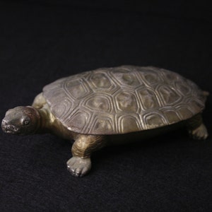 Vintage Brass Turtle Jewelry Box Heavy Brass Trinket Box Silver Tone ...