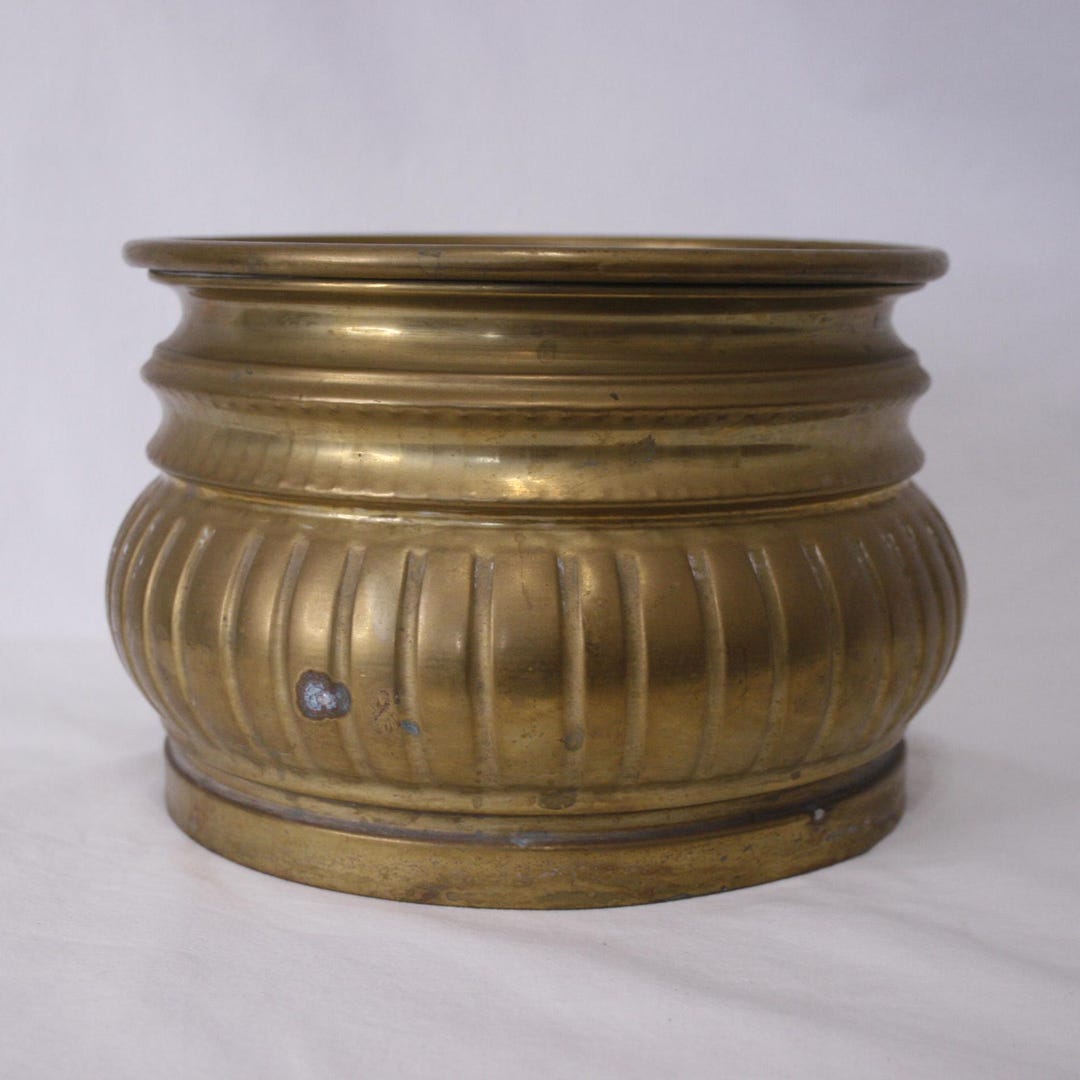 Vintage Heavy Brass Plant Bowl Italian Brass Pot Large Brass Planter ...