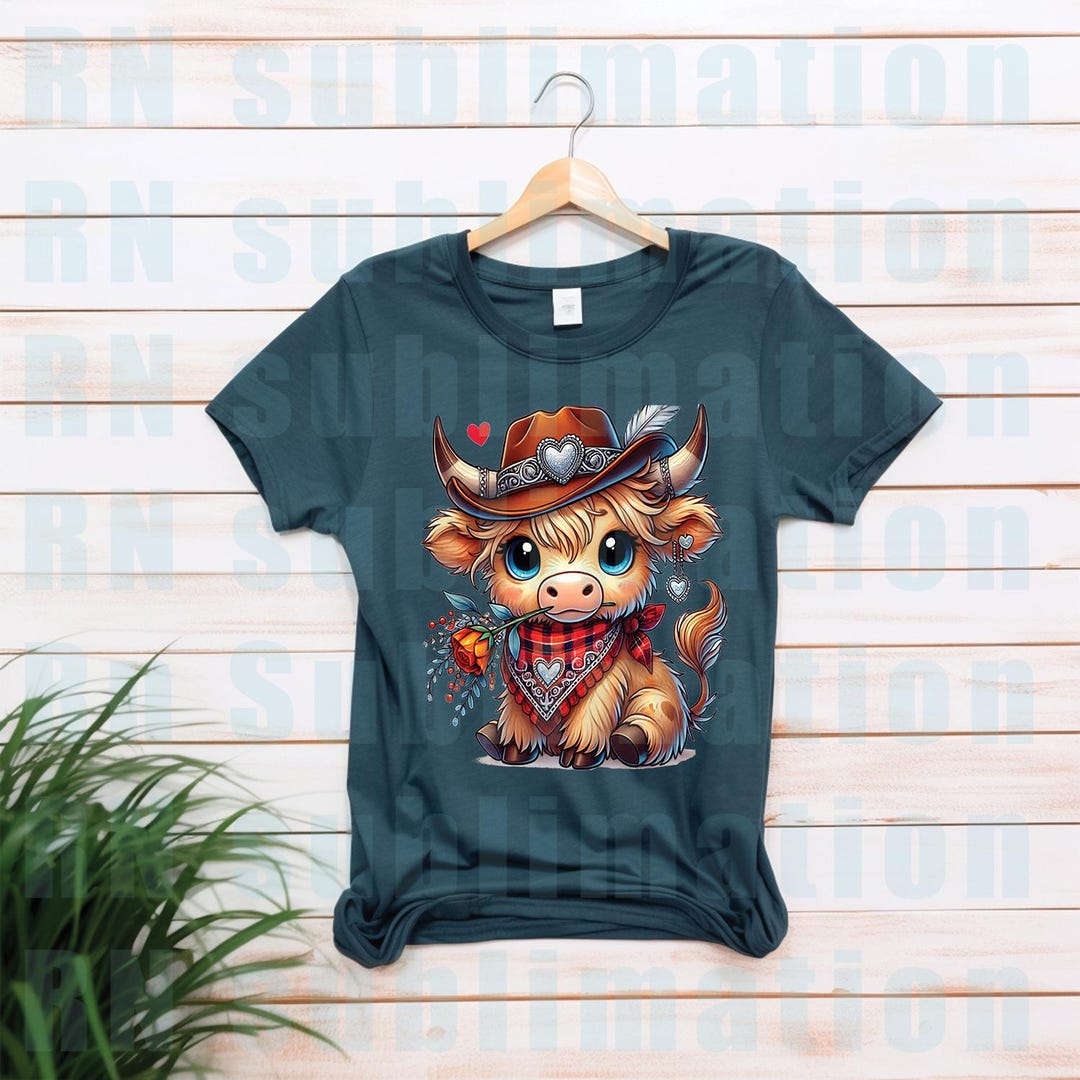 DTF Western Highland Cow Transfer Ready to Print - Etsy