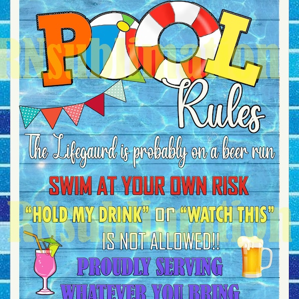 Pool Rules Sign - Etsy