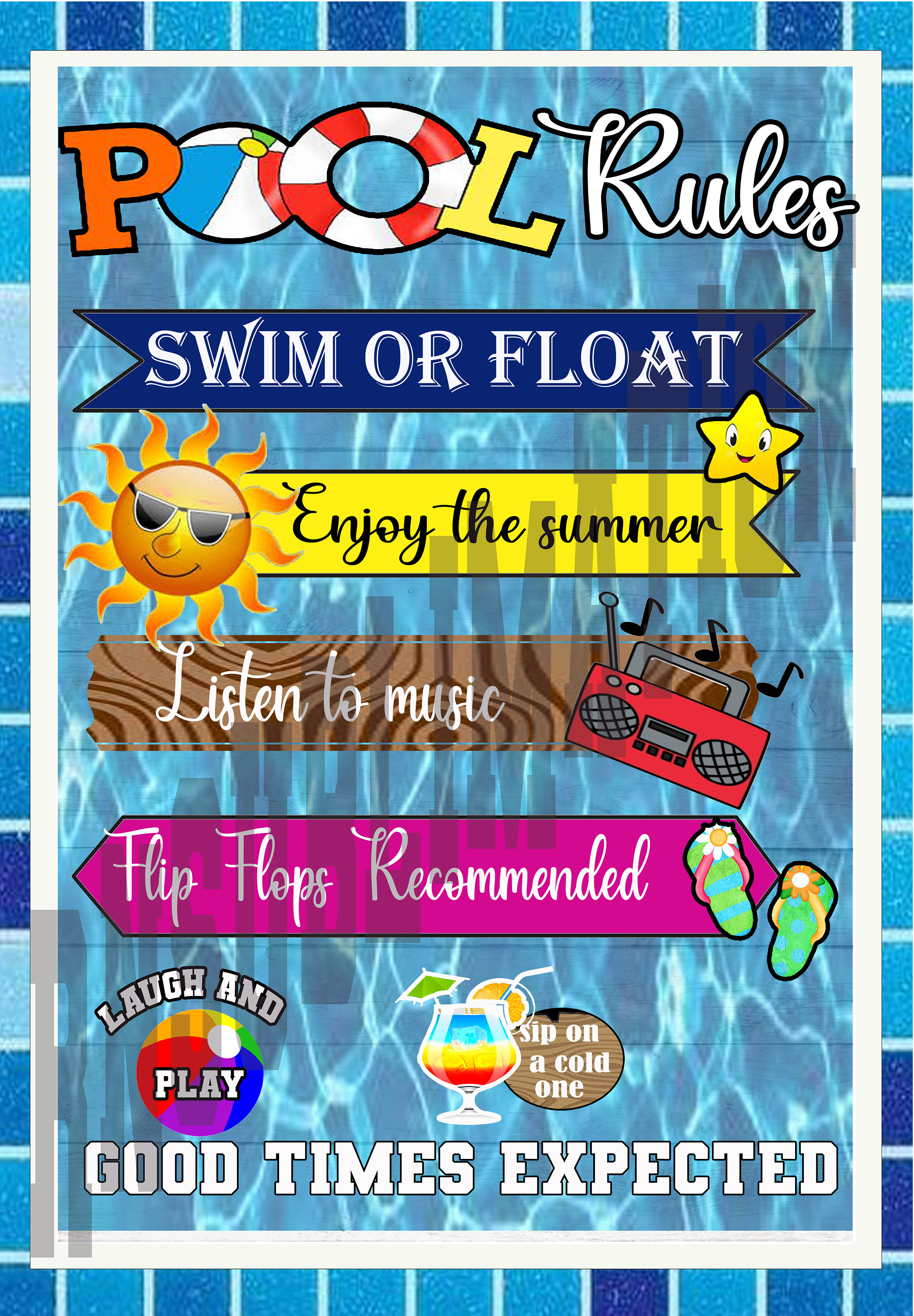 Pool Sign Digital Download - Etsy